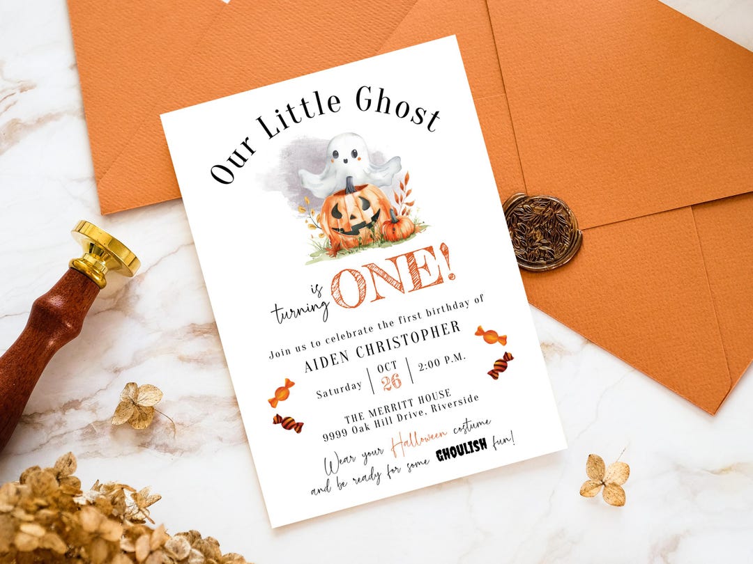 1st Birthday Halloween Invitation Template, Printable Spooky One ...