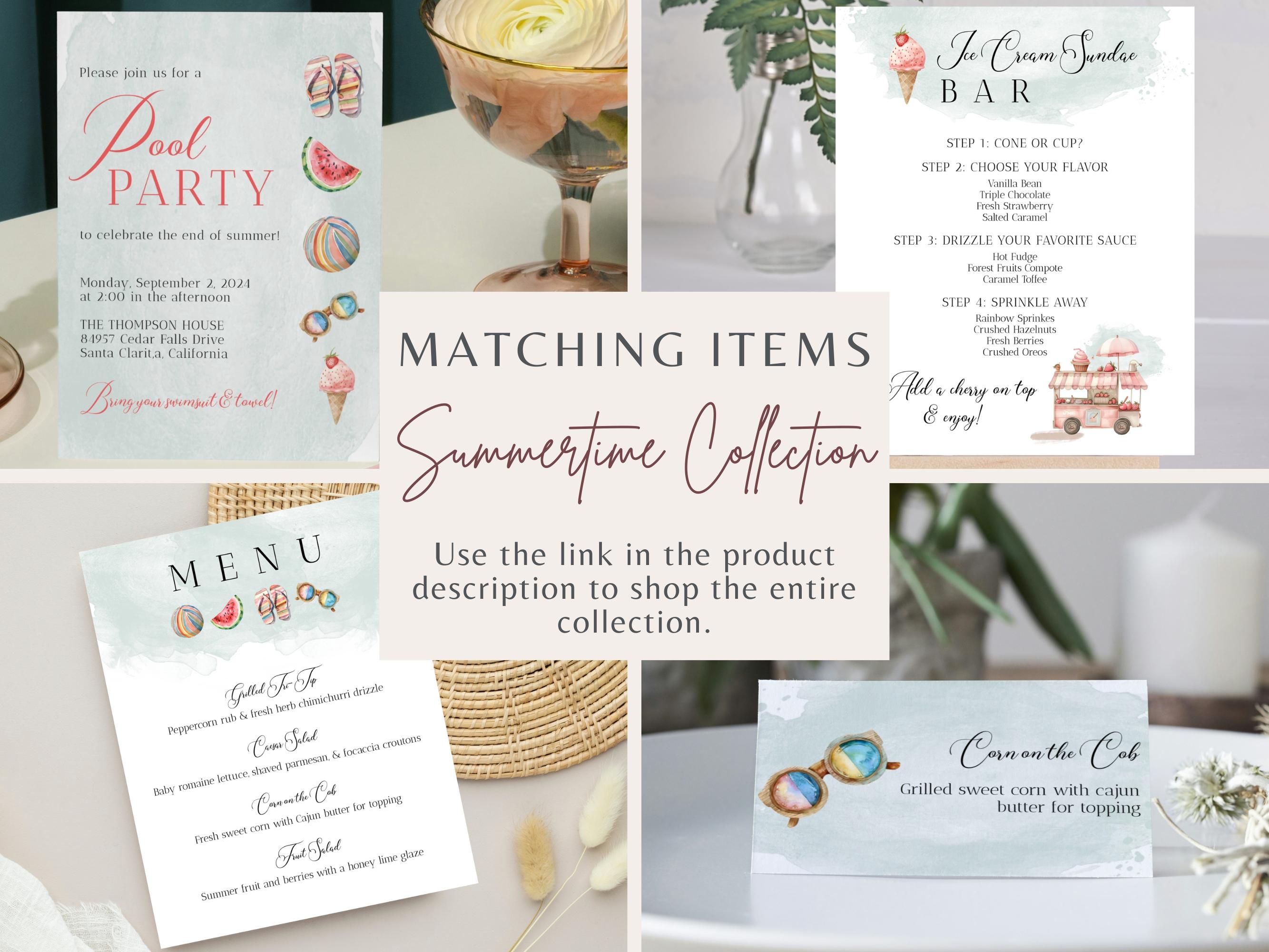 Summer Menu Template, Printable Pool Party Menu, Backyard BBQ Menu ...