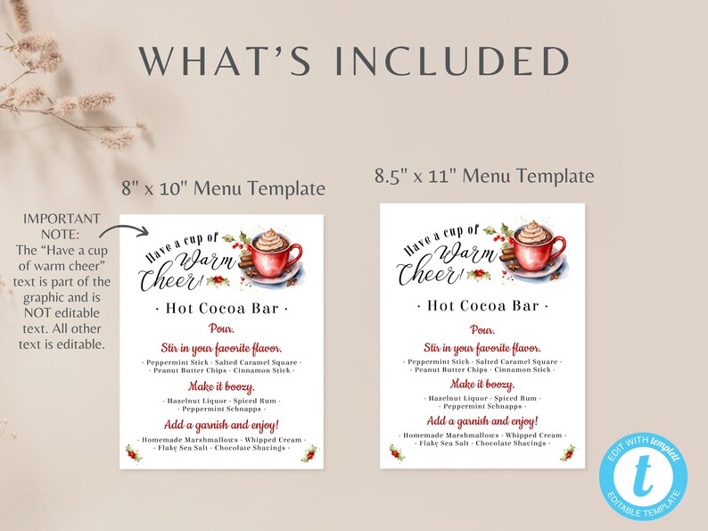 Hot Chocolate Bar Sign Template, Hot Cocoa Station Sign, Hot Chocolate ...