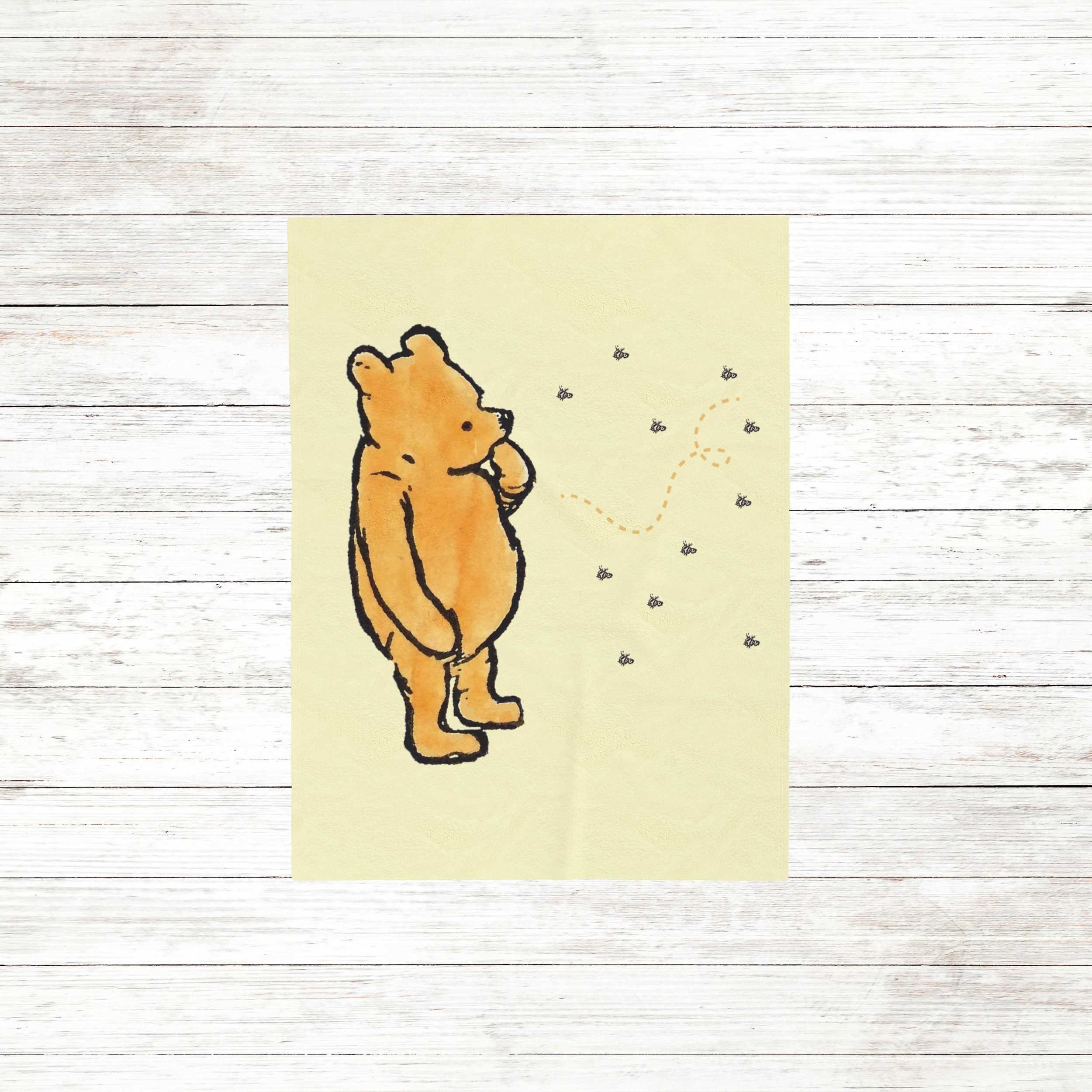 Classic Winnie the Pooh Honey Bee Baby Blanket, Baby Shower Gift, New ...