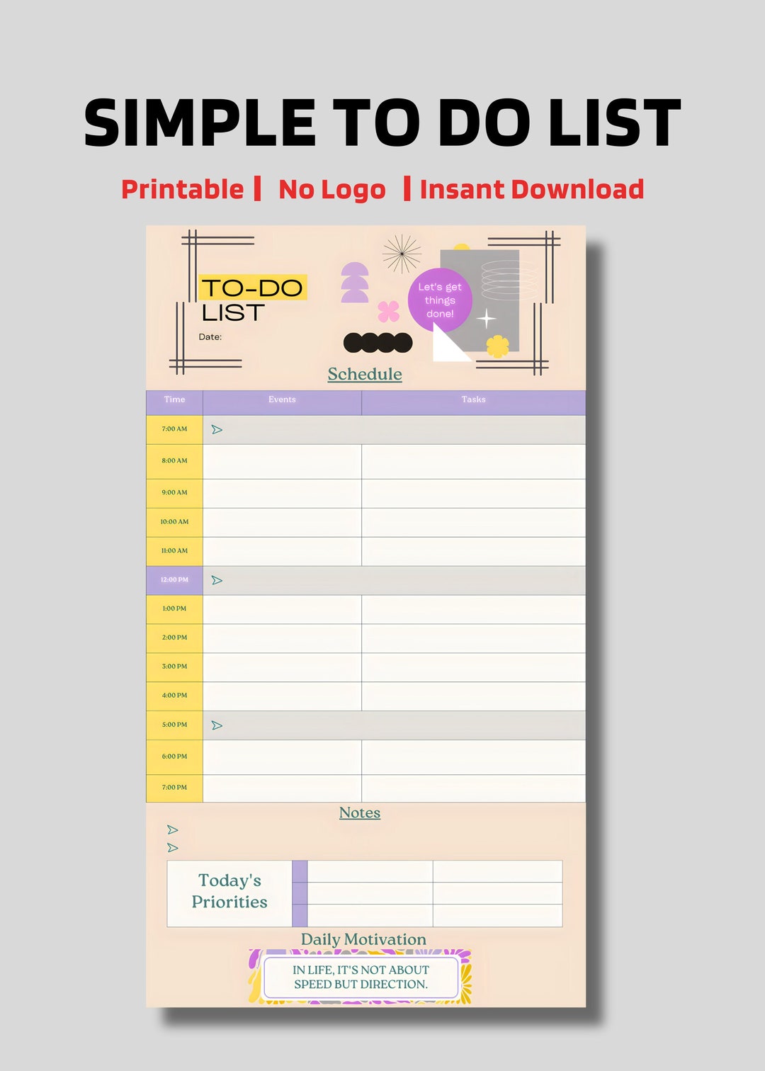 Simple to Do List! 5x9 Printable, Instant Digital Download, Daily Use ...