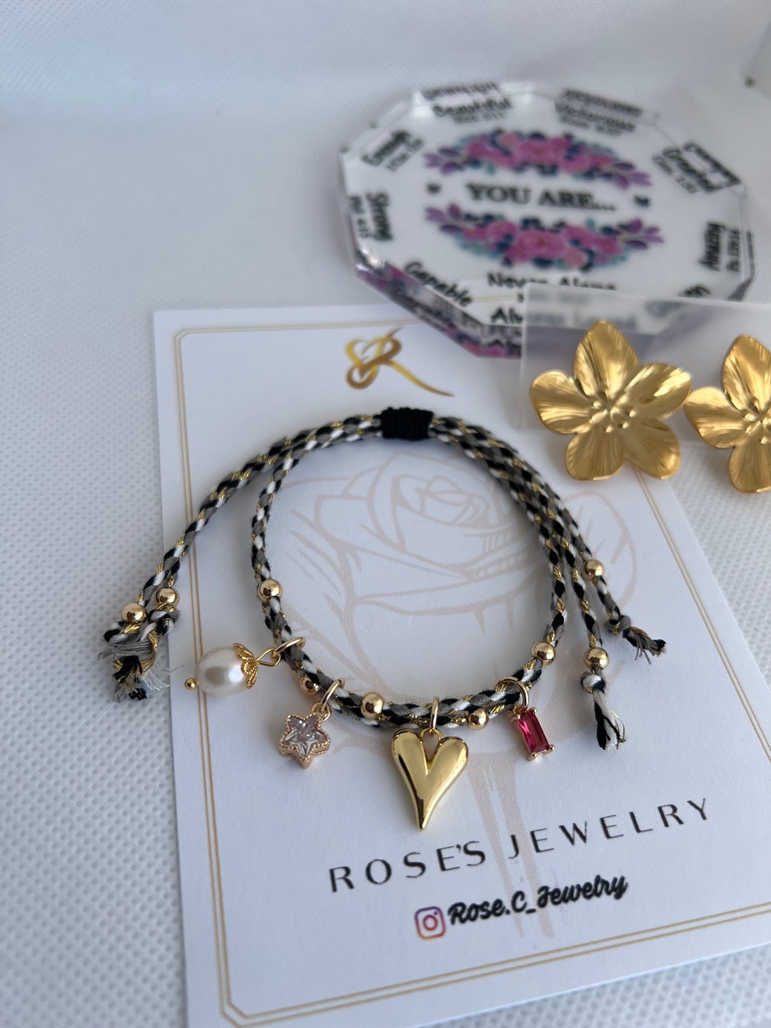 Heart Black-gold Three Color Bracelet, Handmade With Love, Gift for ...