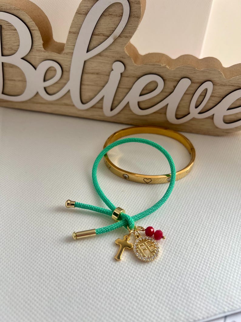 Faith Gold Bracelet With Cross, Handmade With Love, Gift for Women ...
