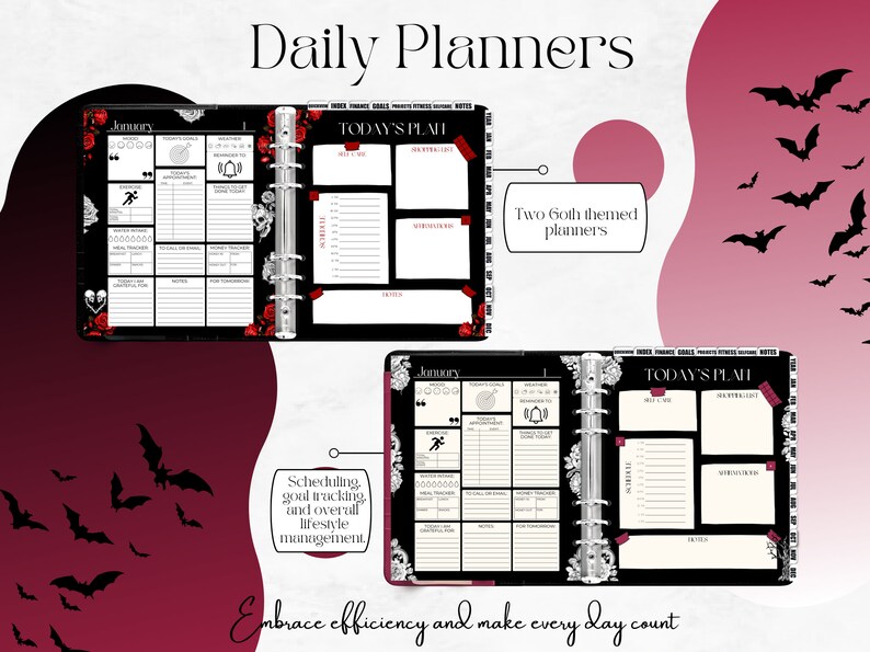 2025 Goth Planner, Gothic Digital Planner Bundle, 2025 Gothic Planner ...