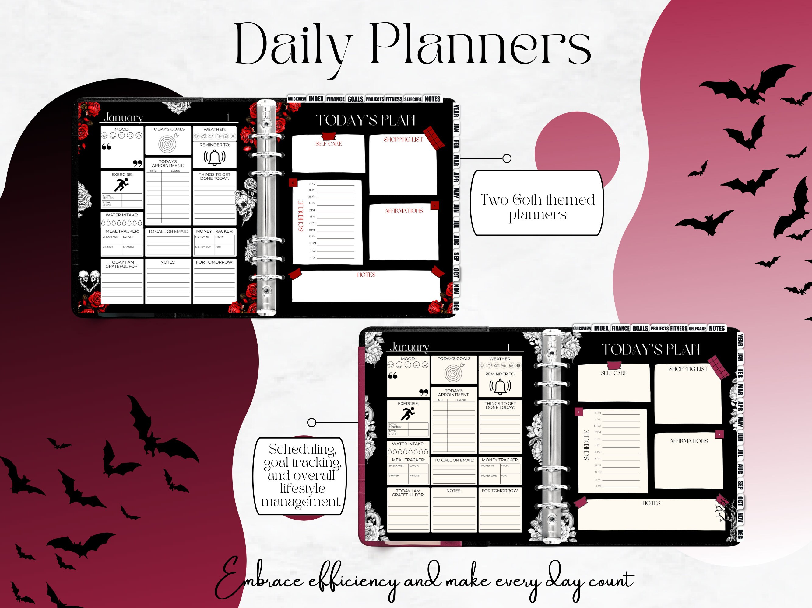 2025 Goth Planner, Gothic Digital Planner Bundle, 2025 Gothic Planner ...