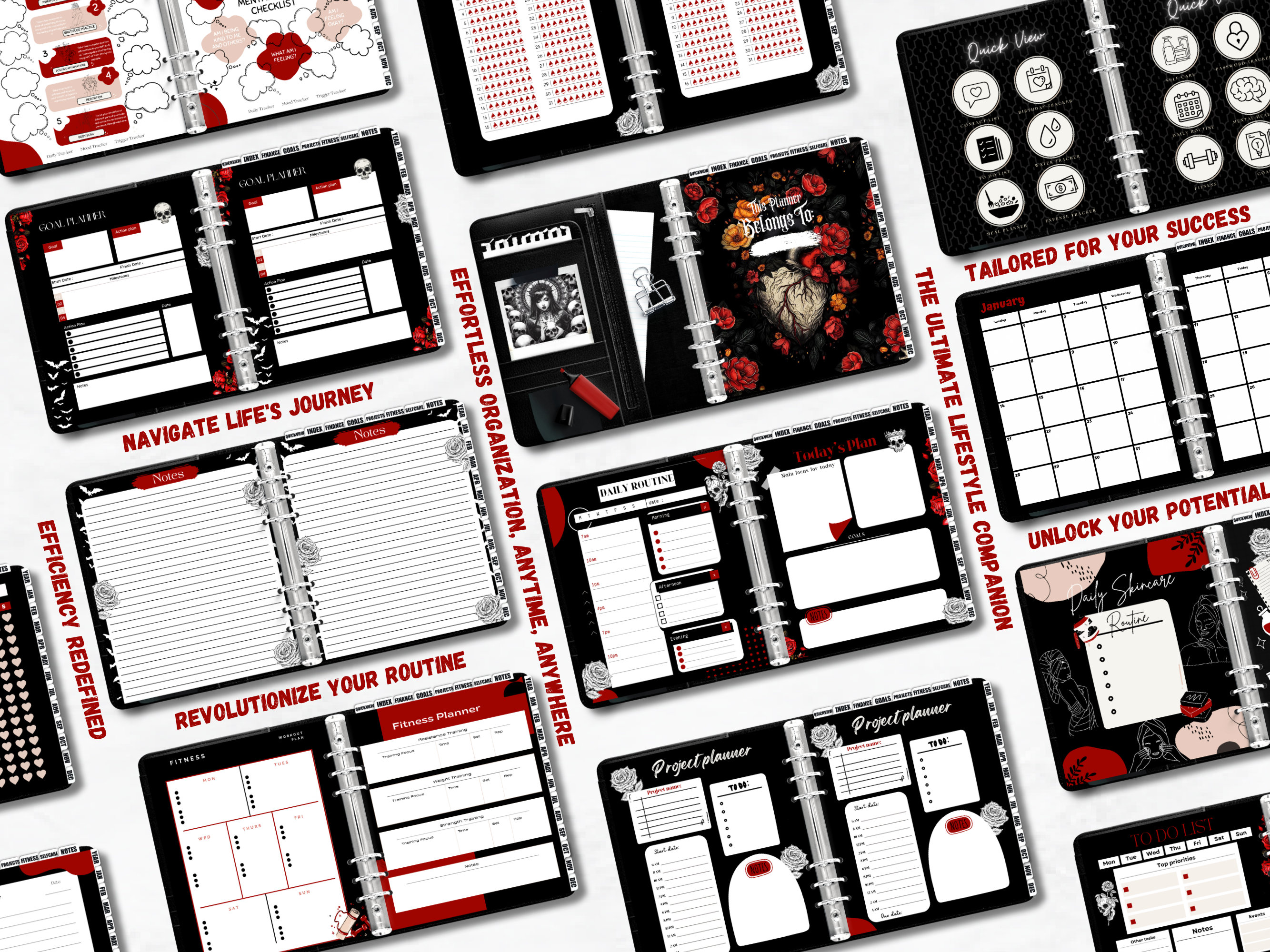 2025 Goth Planner, Gothic Digital Planner Bundle, 2025 Gothic Planner ...