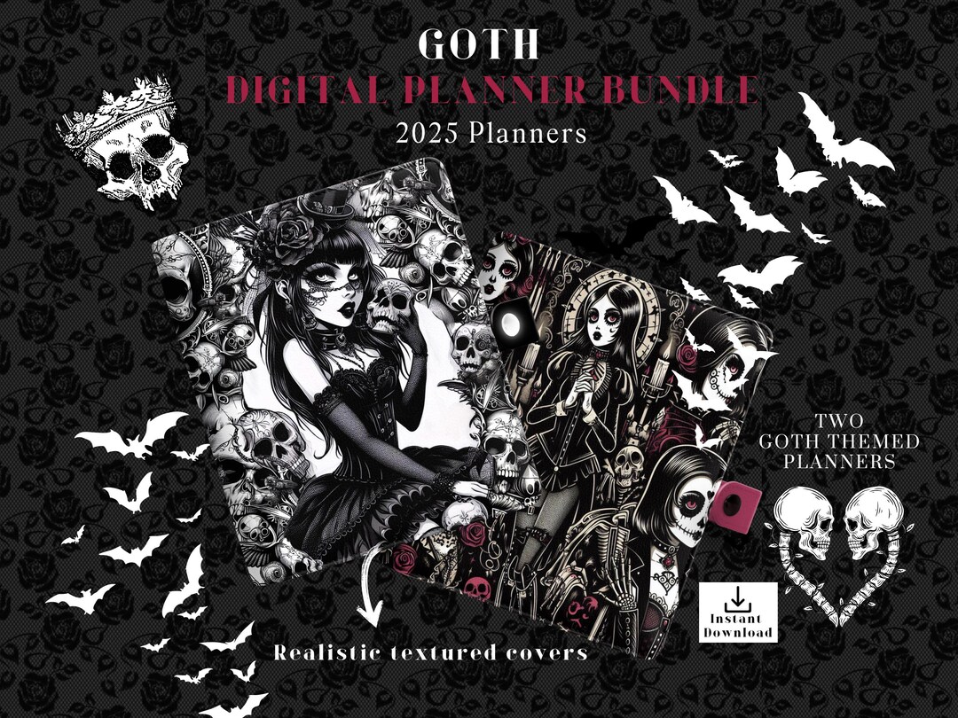 2025 Goth Planner, Gothic Digital Planner Bundle, 2025 Gothic Planner ...