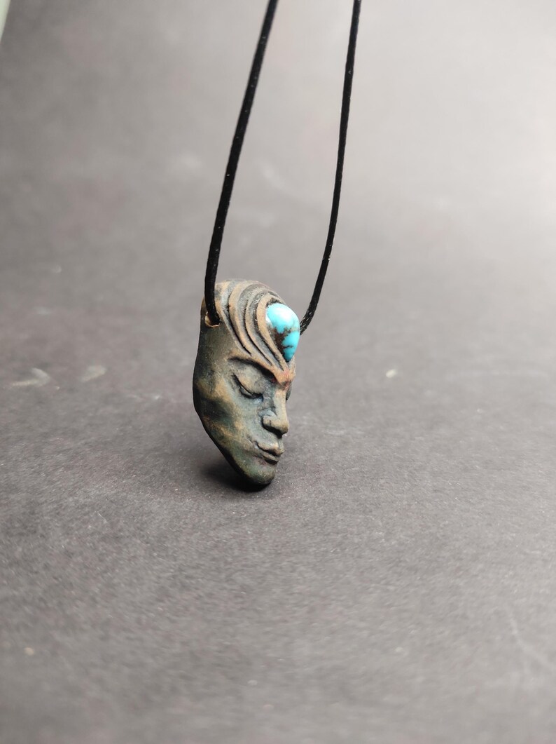 Turquoise-set Plum Wood Face Pendant – Enlightenment Series | Closed ...