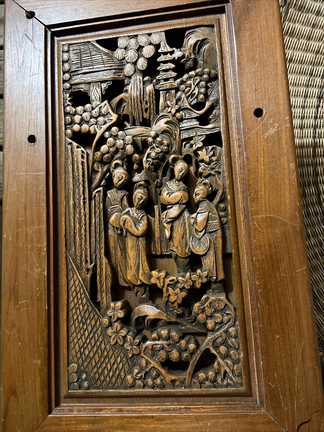 Vintage Chinese Asian Deep Carved Table Top ,no Legs 25' X15' X 3 ...