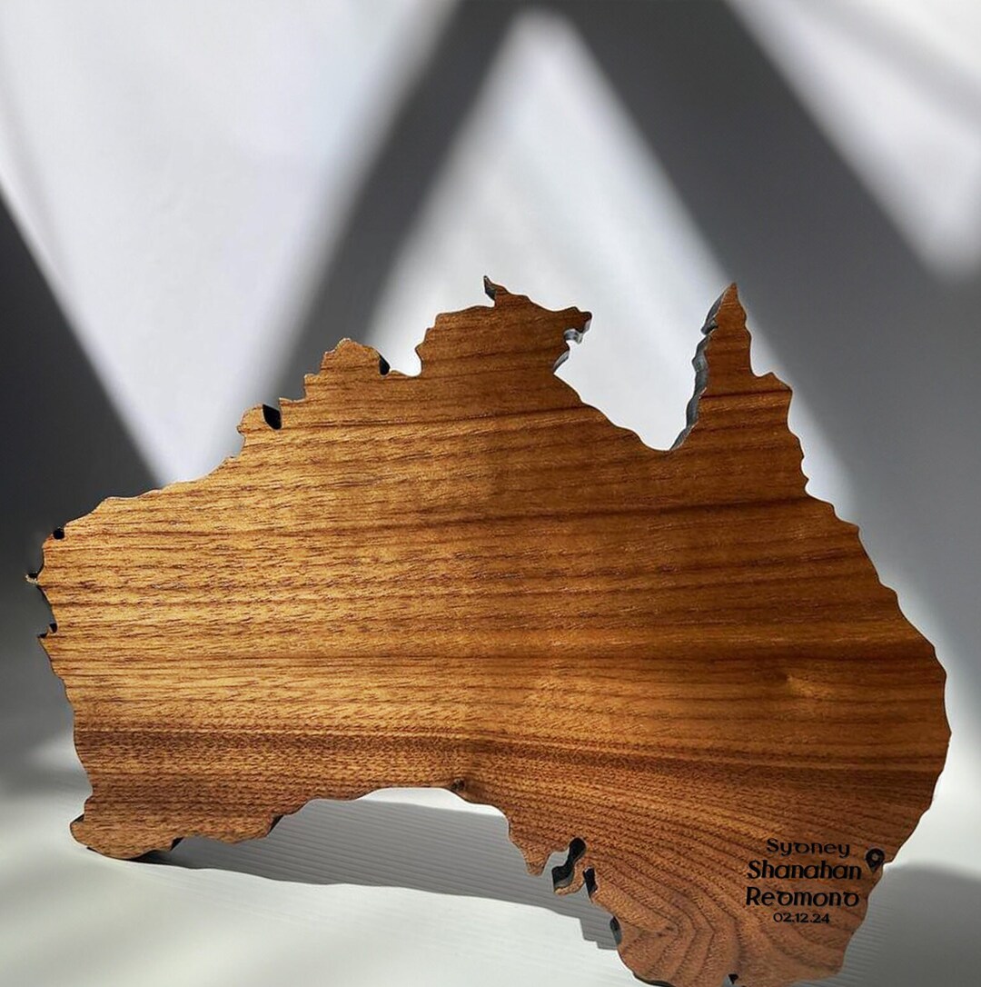 Personalised Solid Hardwood Map of Australia | Engraved Gift | Wall ...