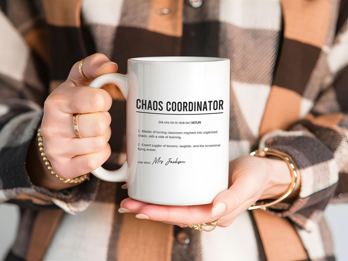 Personalized Chaos Coordinator Teacher Mug Gift, Teacher Appreciation ...