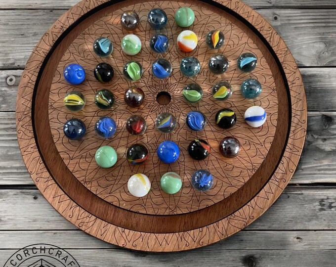 Handcrafted Marble Solitaire Game | Cherry and Mahogany Veneer |inc ...