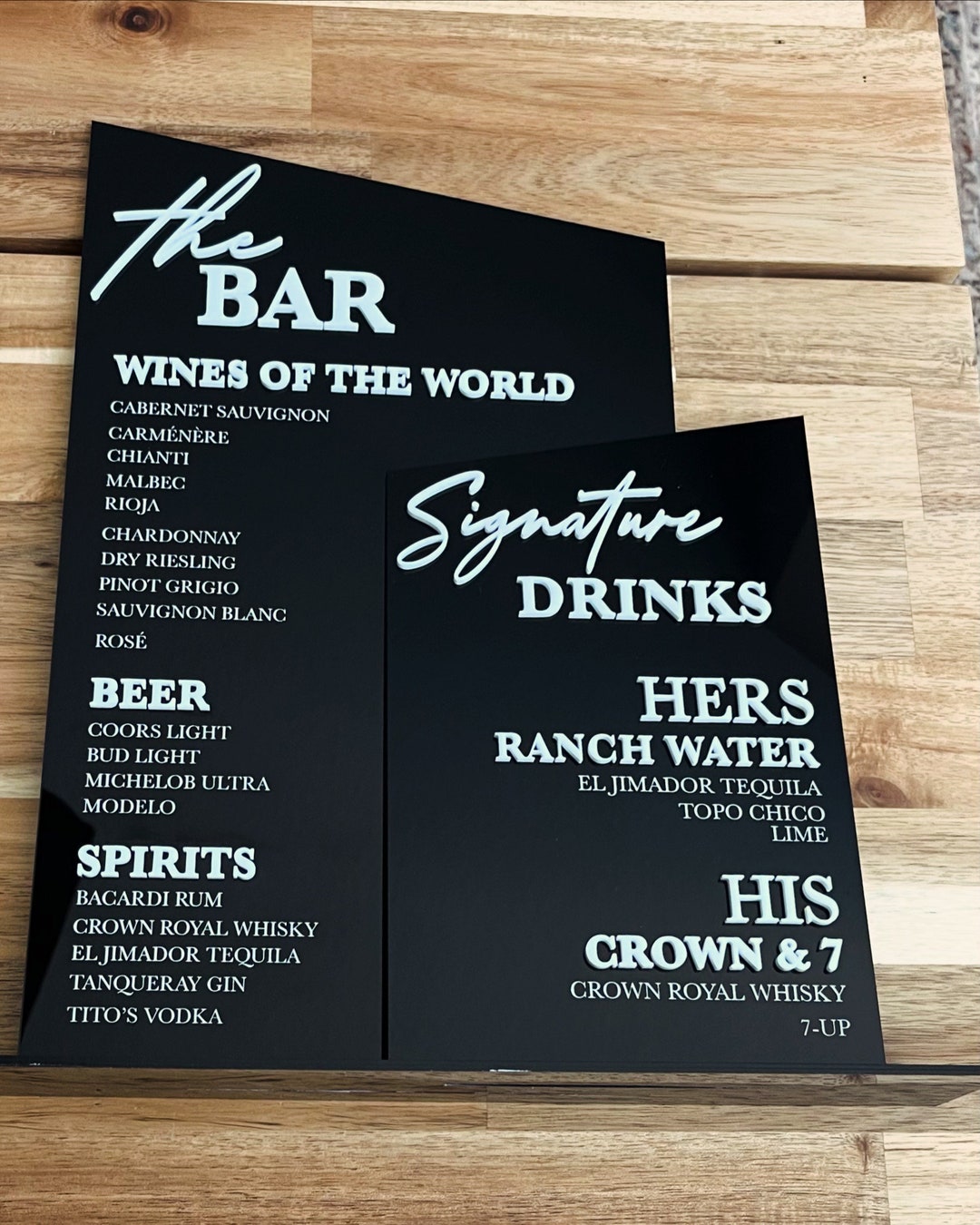 Custom Acrylic Wedding Bar Sign Signature Drink Sign Wedding Bar Menu ...