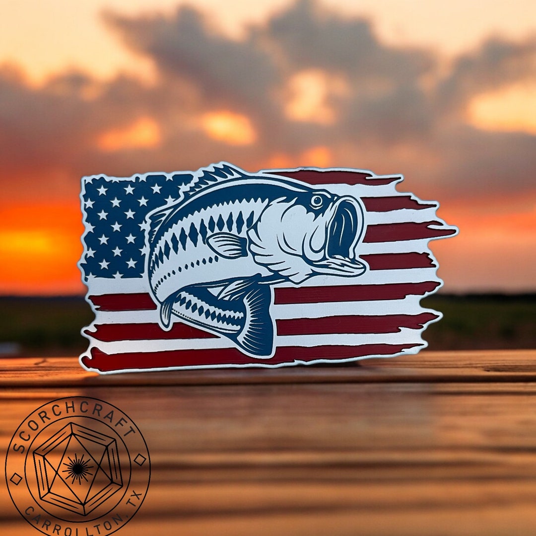 Bass American Flag Hat Patch File - Etsy