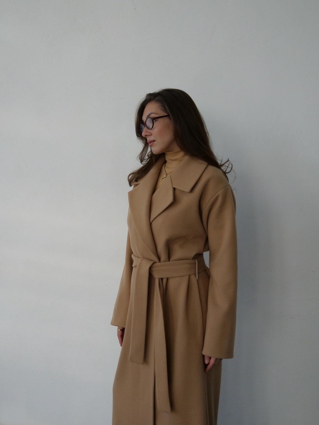 Maxi Soft Wool Coat With Belt|fall Wool Coat|overcoat Sand Wool Coat ...