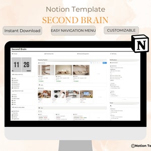 Ultimate Second Brain Notion Template, Notion Second Brain, Notion Second Brain Life Planner ...