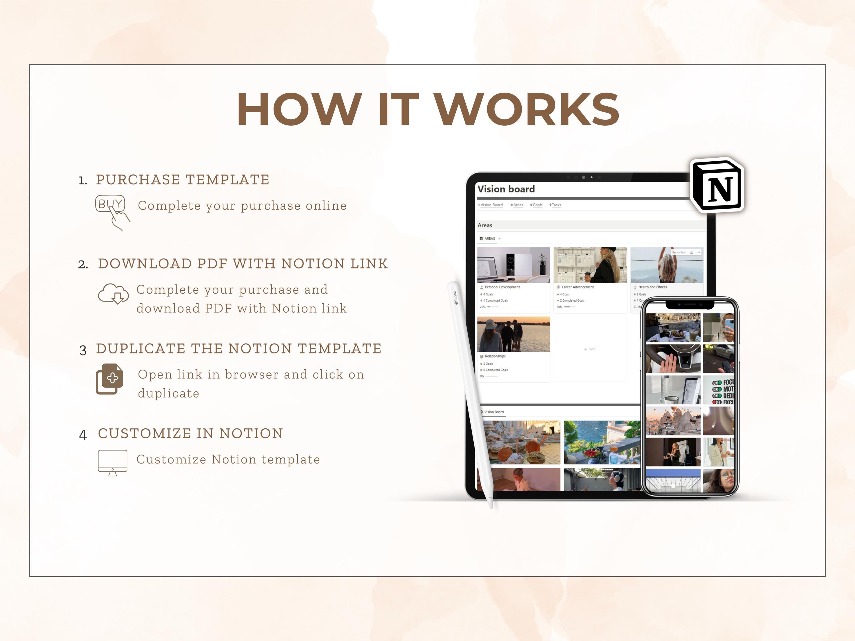 Notion Vision Board, 2025 Vision Board, Goal Setting Planner, Vision ...