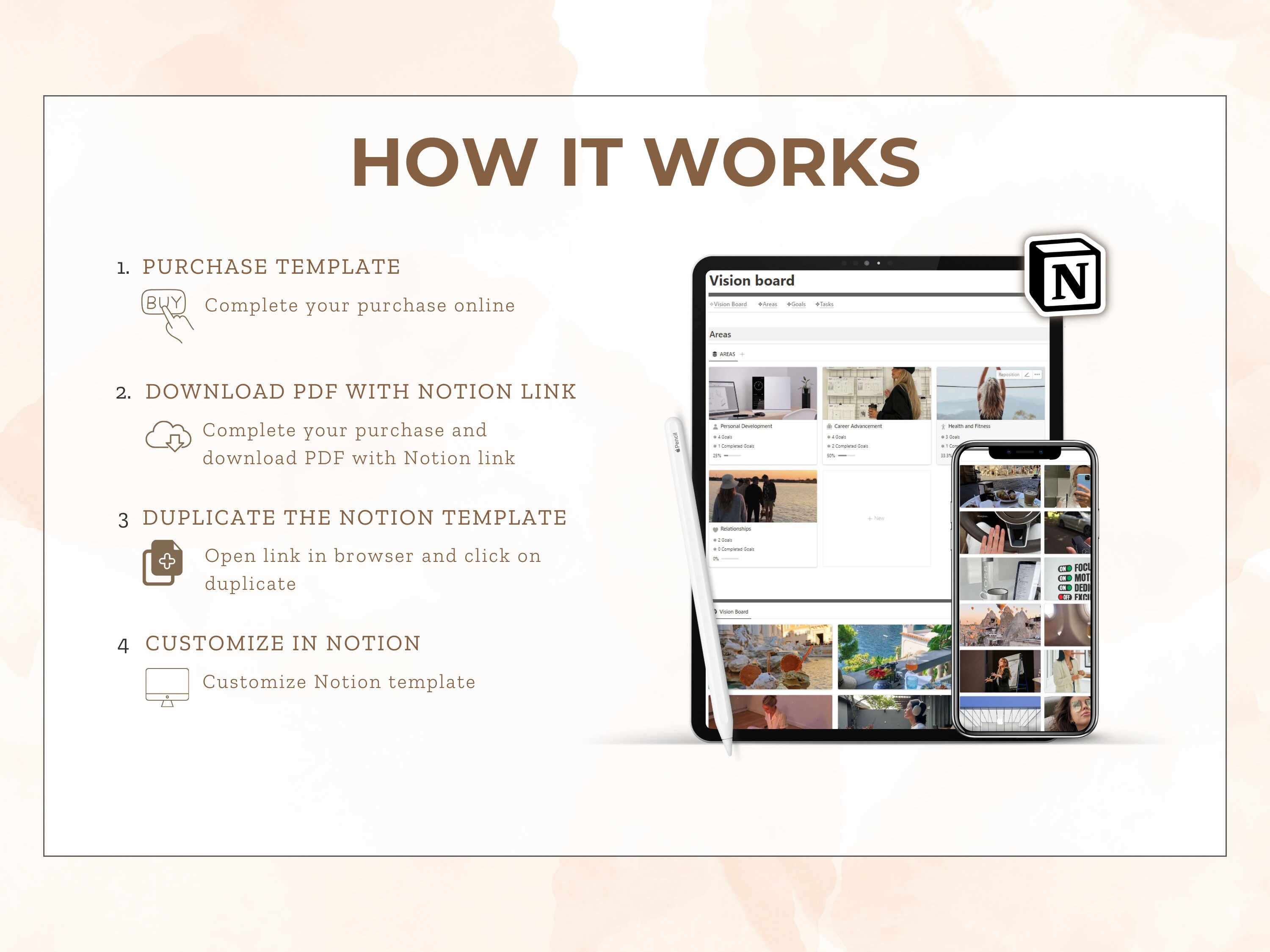 Notion Vision Board, 2024 Vision Board, Goal Setting Planner, Vision ...