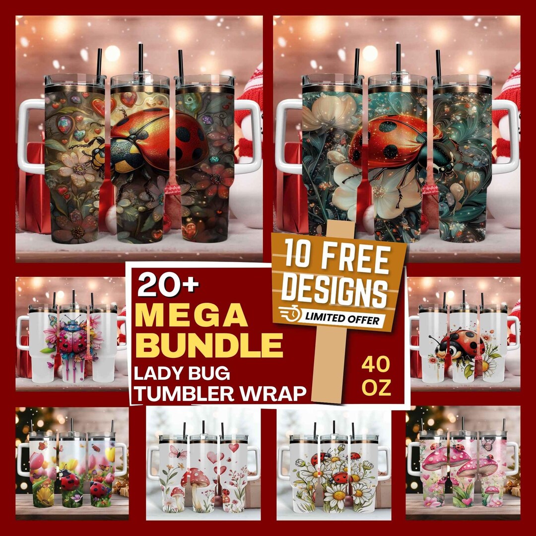 40oz Ladybug Tumbler Wrap | 40oz Ladybug Png Sublimation | Stanley 40oz ...