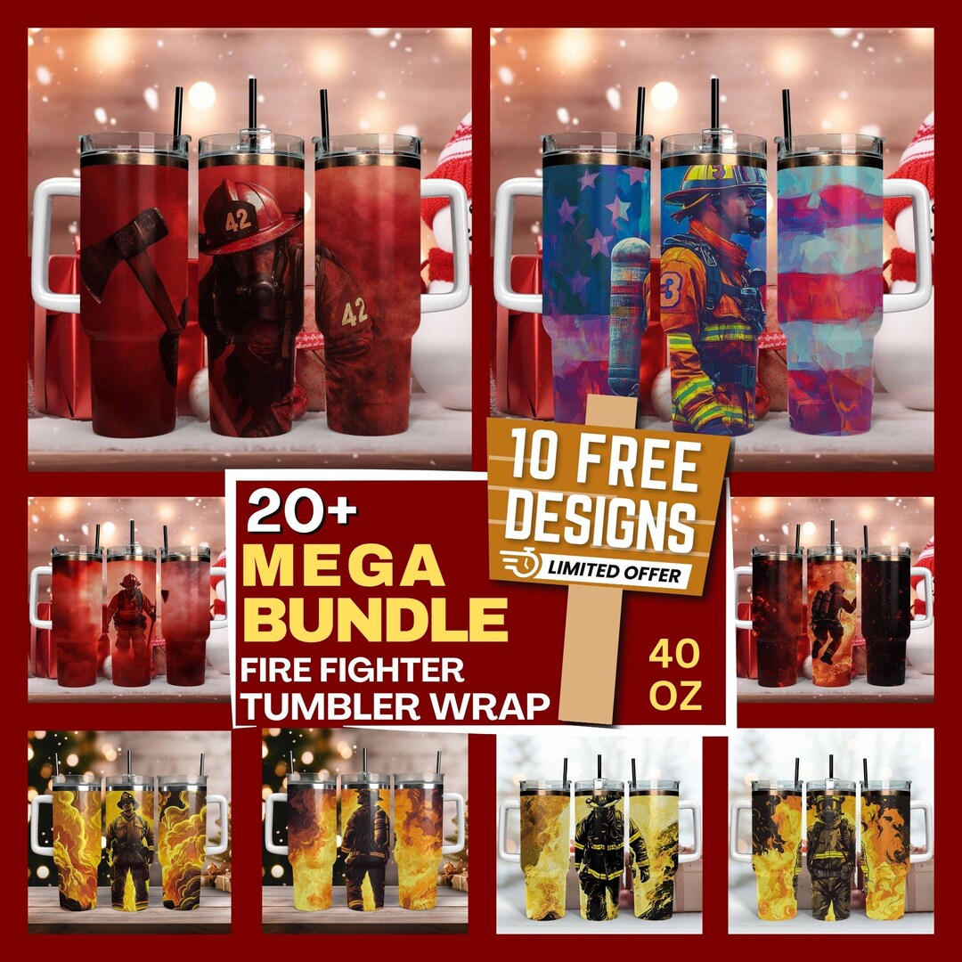 Firefighter Tumbler Wrap PNG Firefighter Gift Patriotic Fire Rescue ...