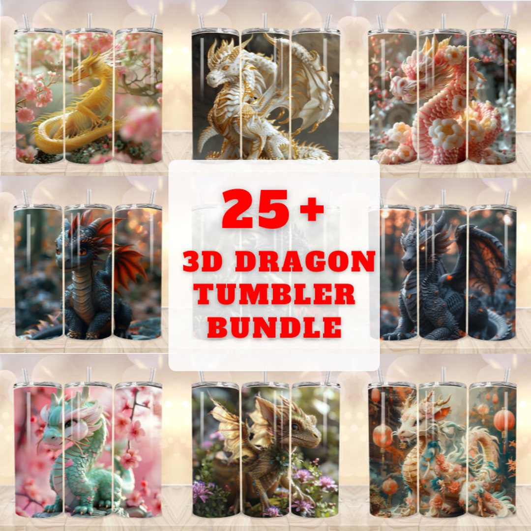 25 Dragon Sublimation Designs, Dragon Tumbler Wraps Bundle, 20oz ...