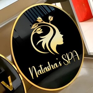 3D Round Business Logo Sign | Custom Acrylic Business Sign | Salon ...