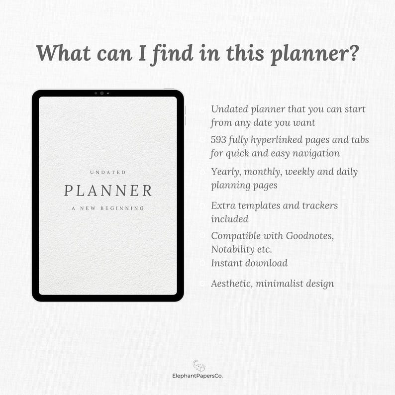 Undated Digital Planner, Ipad&android Planner, Goodnotes, Notability ...
