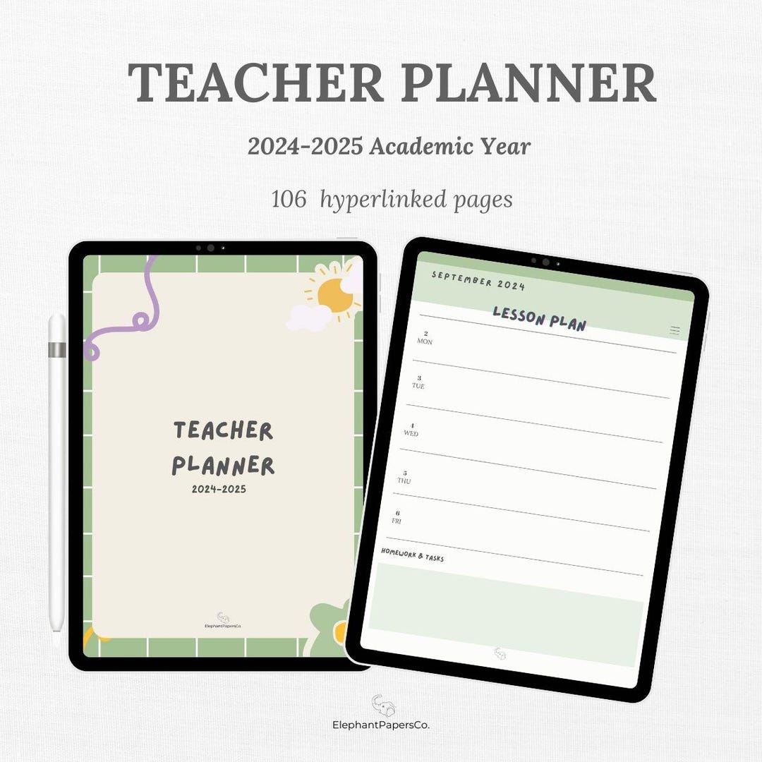 Teacher Planner 2024-2025, Digital Academic Planner, Printable Back to ...