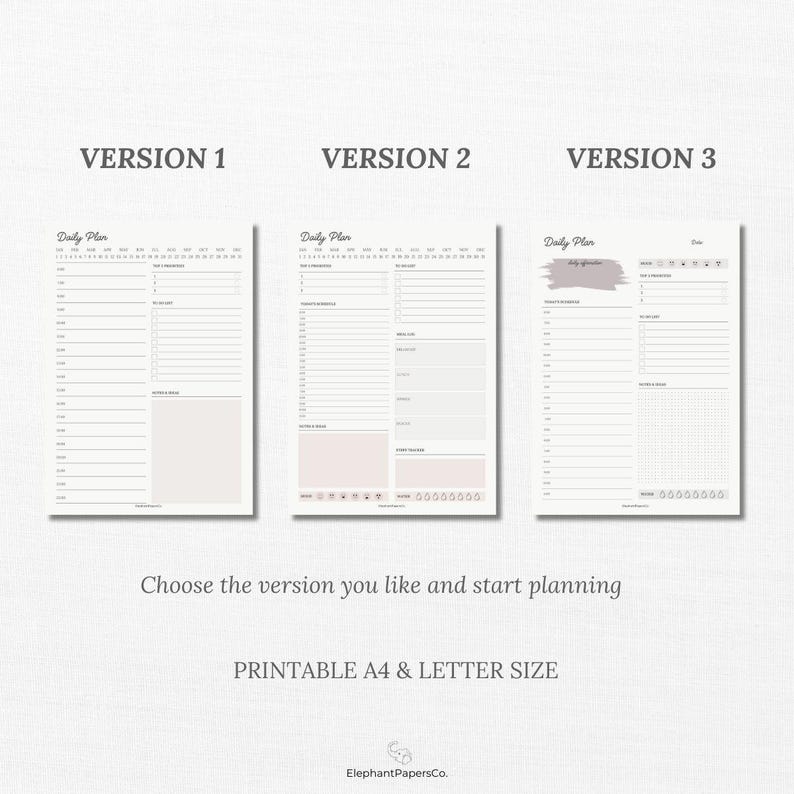 Daily Planner Printable, Daily Schedule, Daily Planner PDF, A4 Letter ...