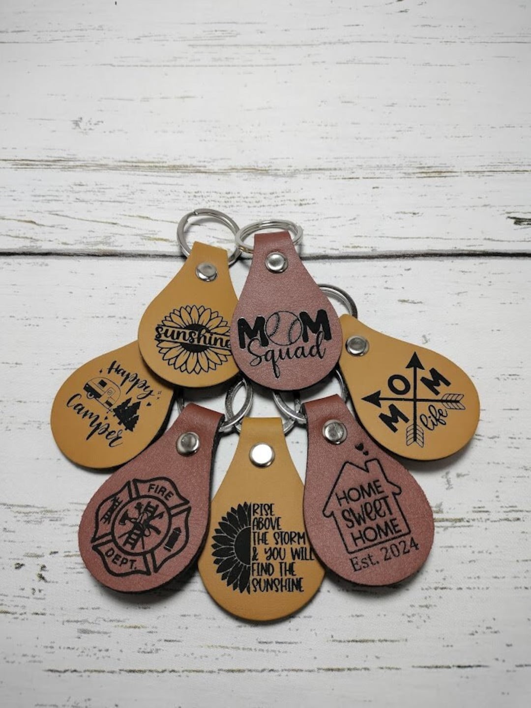 Custom Leather Key Fob, Personalized Leather Keychain, Logo Leather Key ...