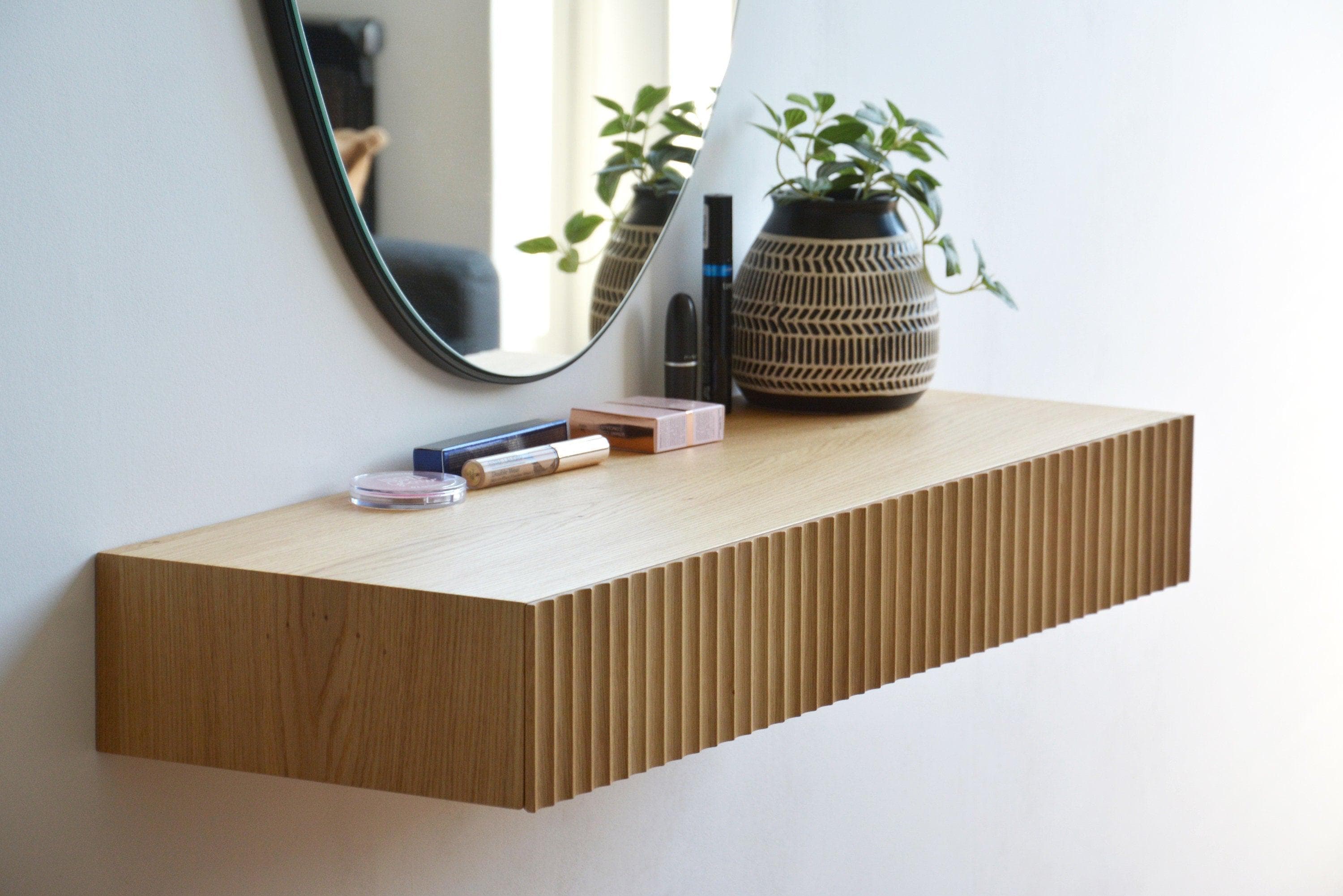 Fluted Dressing Table / Floating Vanity Made of Solid Oak - Etsy