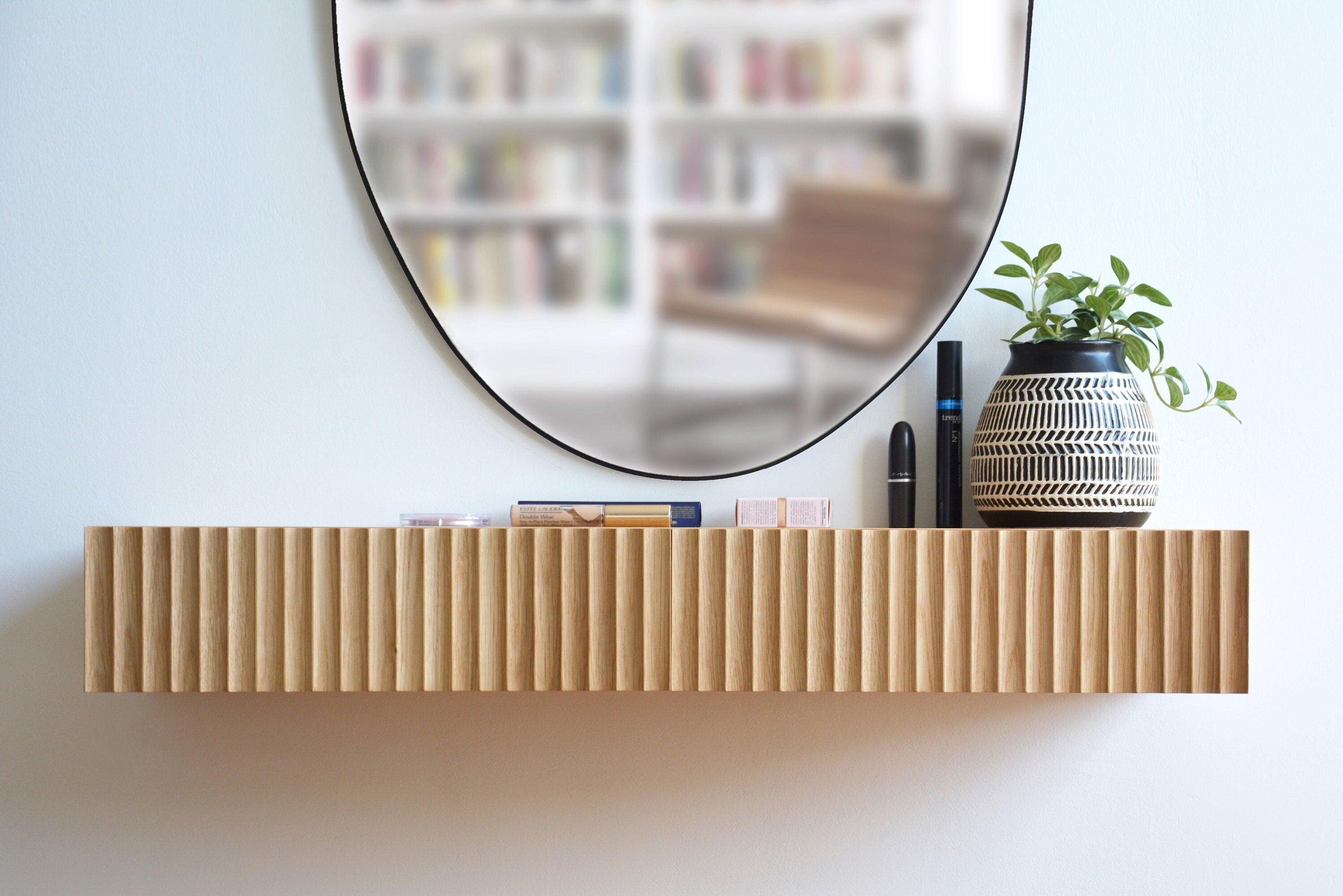 Fluted Dressing Table / Floating Vanity Made of Solid Oak - Etsy