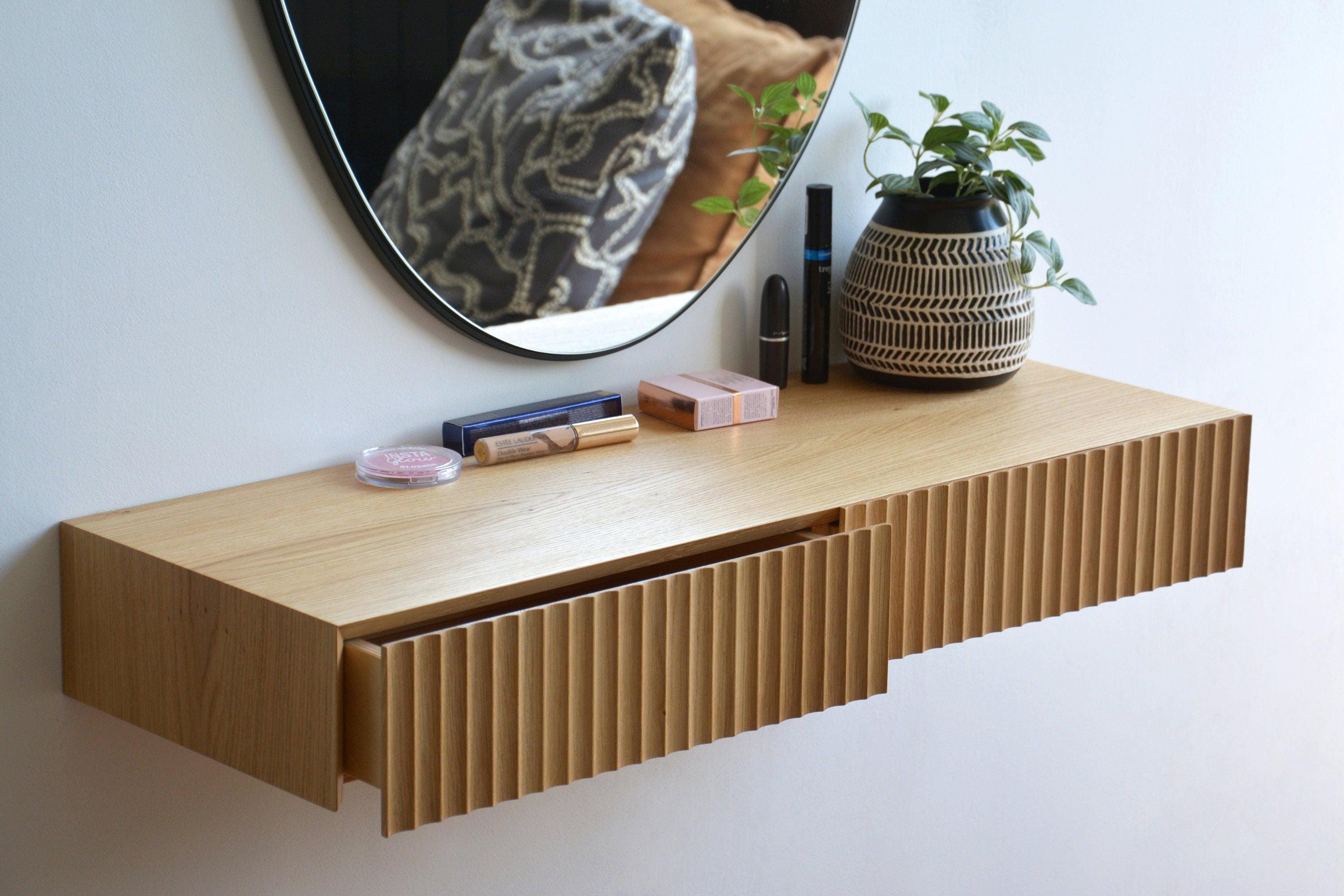 Fluted Dressing Table / Floating Vanity Made of Solid Oak - Etsy