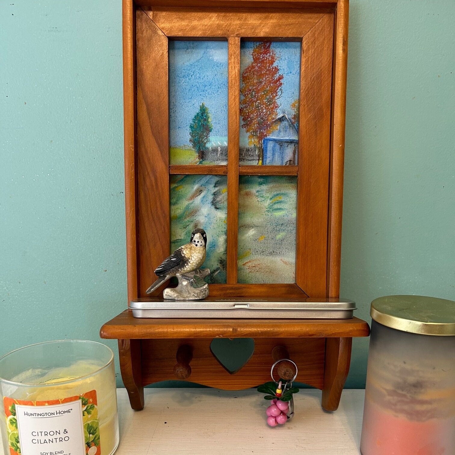 The Art Shelf a Wood Shelf With Pegs for Hats or Key Chains and a ...