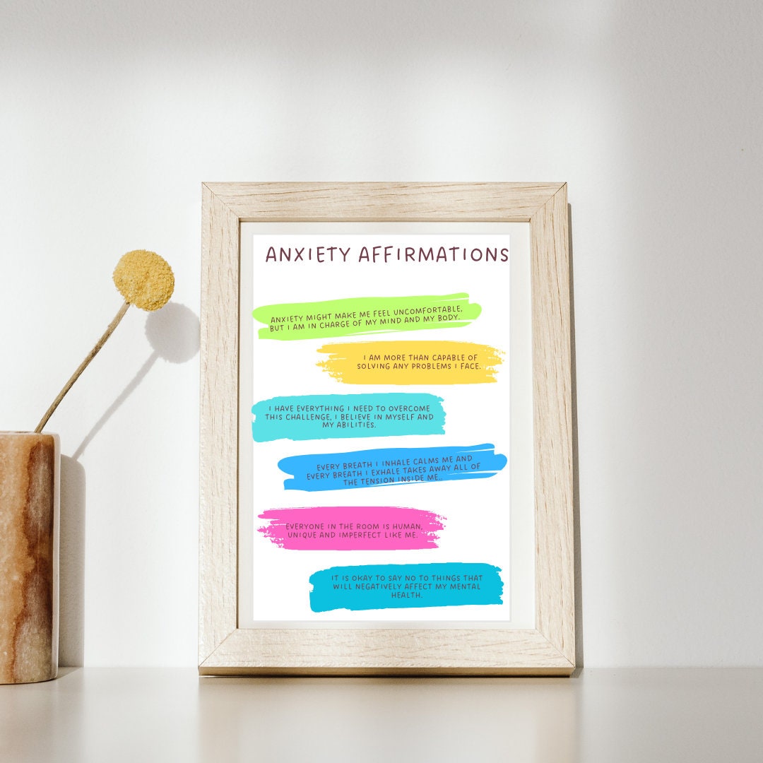 Anxiety Affirmations Poster, Affirmations,i Am Poster, Note to Self ...