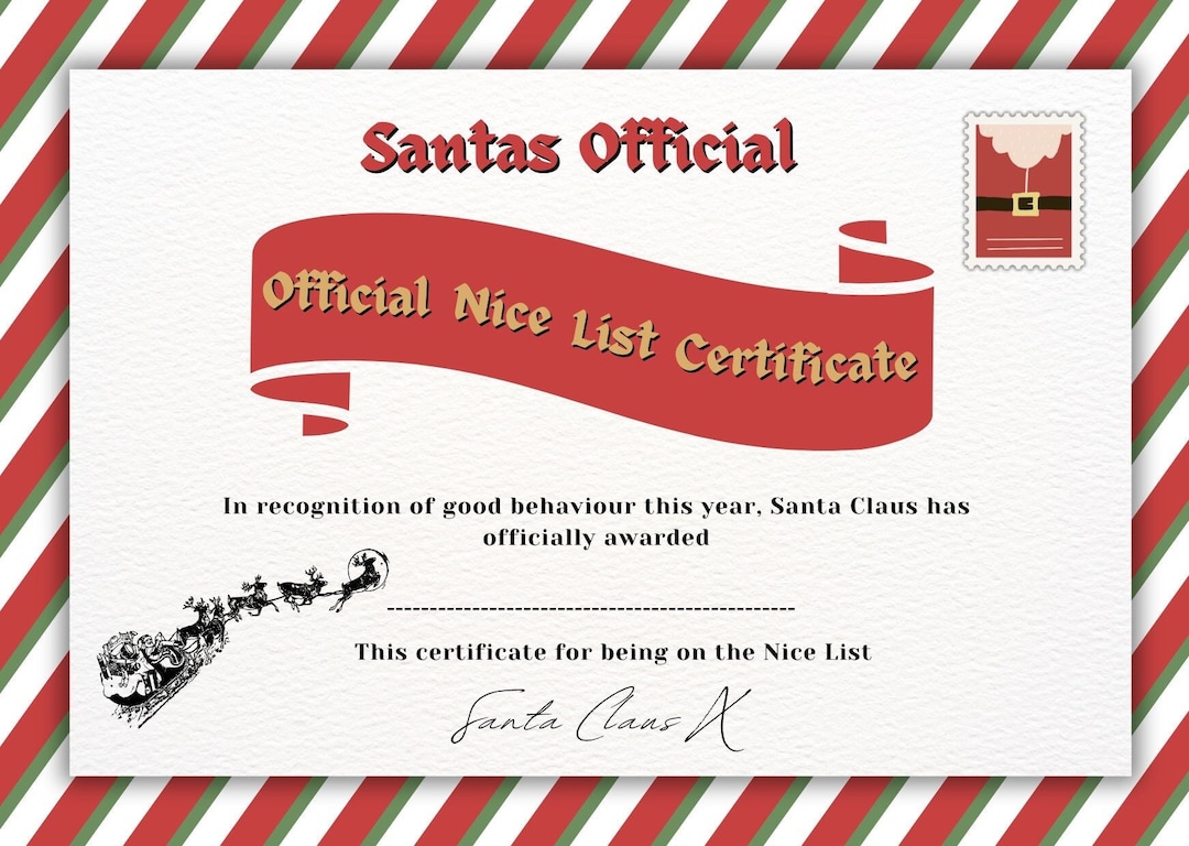 Christmas Nice List Certificate, Christmas, Printable Certificate ...