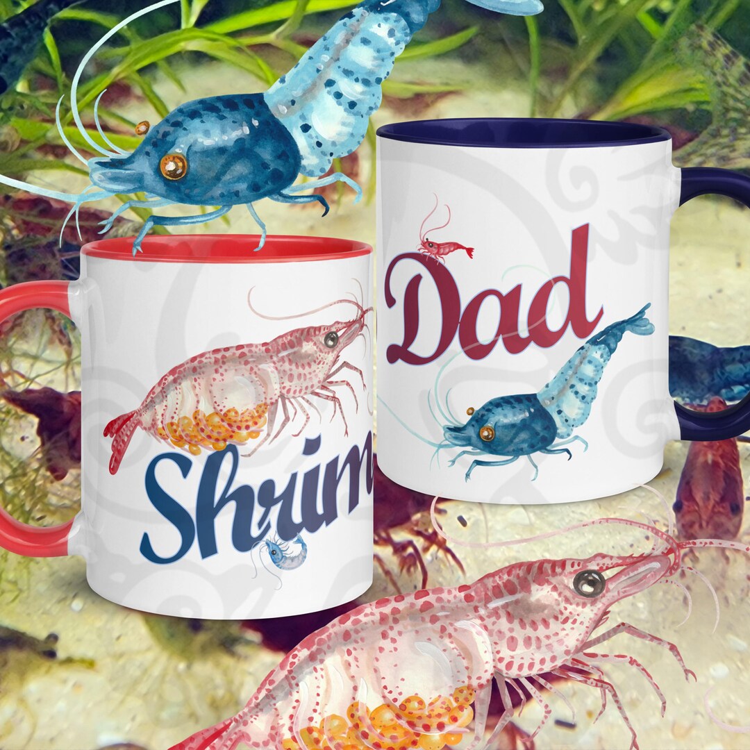 Shrimp Dad Mug With Colored Handle and Inside - Etsy