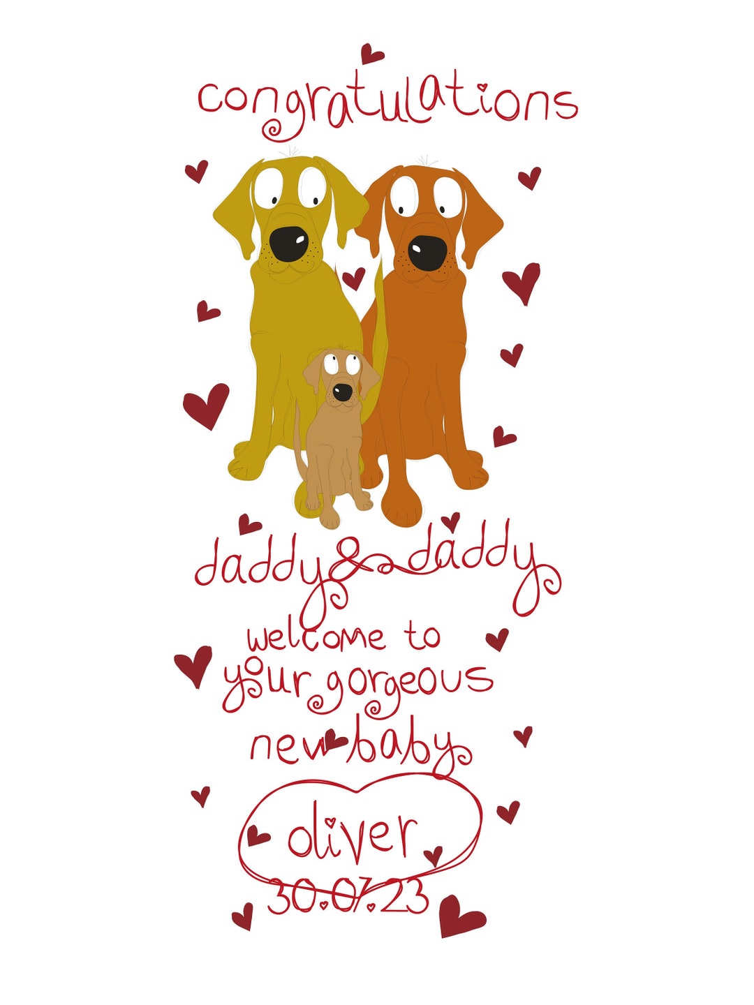 Personalised New Baby Card for Daddy & Daddy: Congratulations - Etsy UK