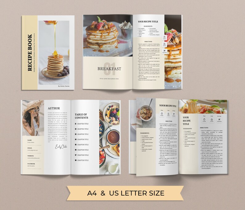 Recipe Book Template, Editable Canva Cookbook Template, Digital Recipe ...