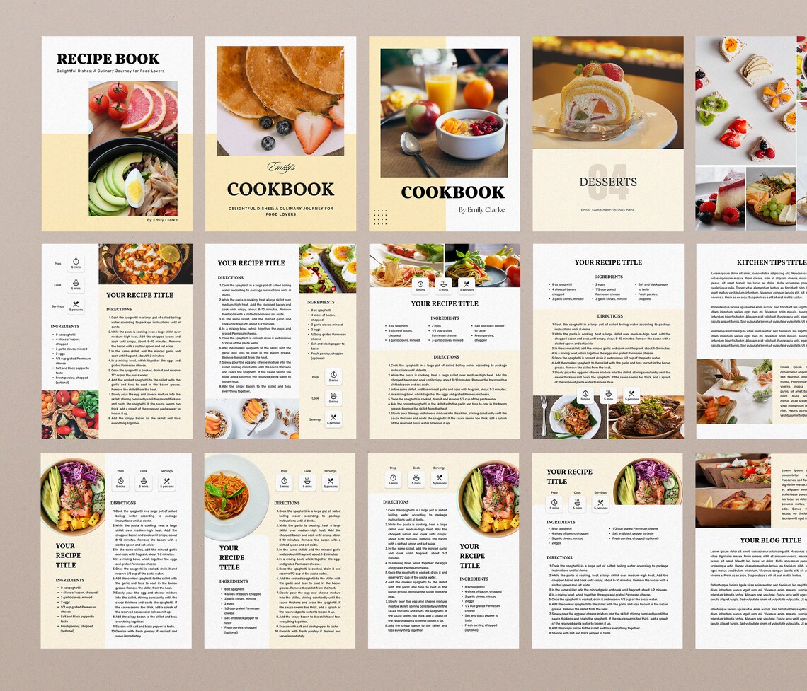 Recipe Book Template, Editable Canva Cookbook Template, Digital Recipe ...