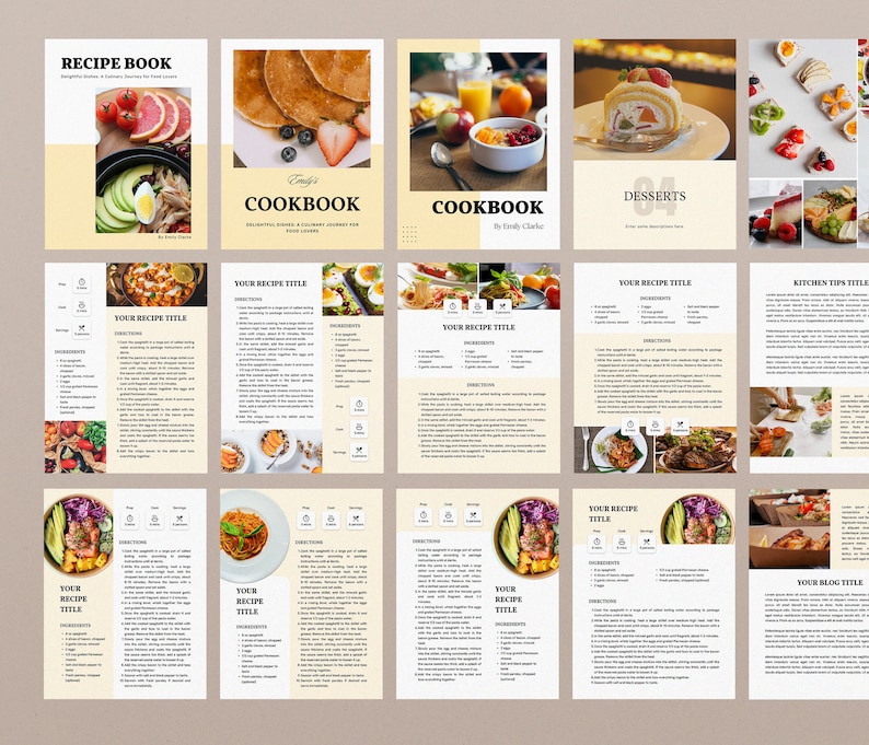 Recipe Book Template, Editable Canva Cookbook Template, Digital Recipe ...