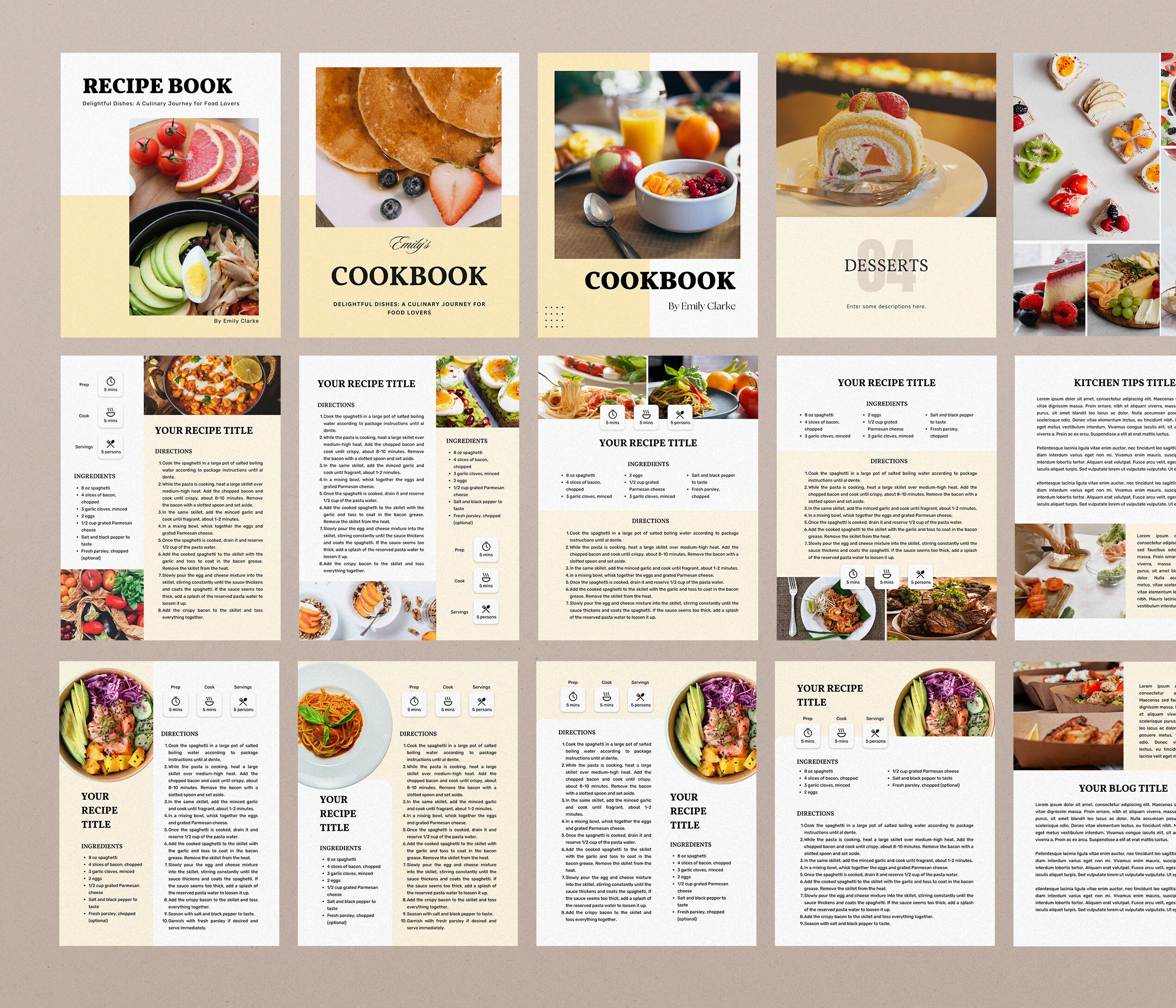 Recipe Book Template, Editable Canva Cookbook Template, Digital Recipe ...