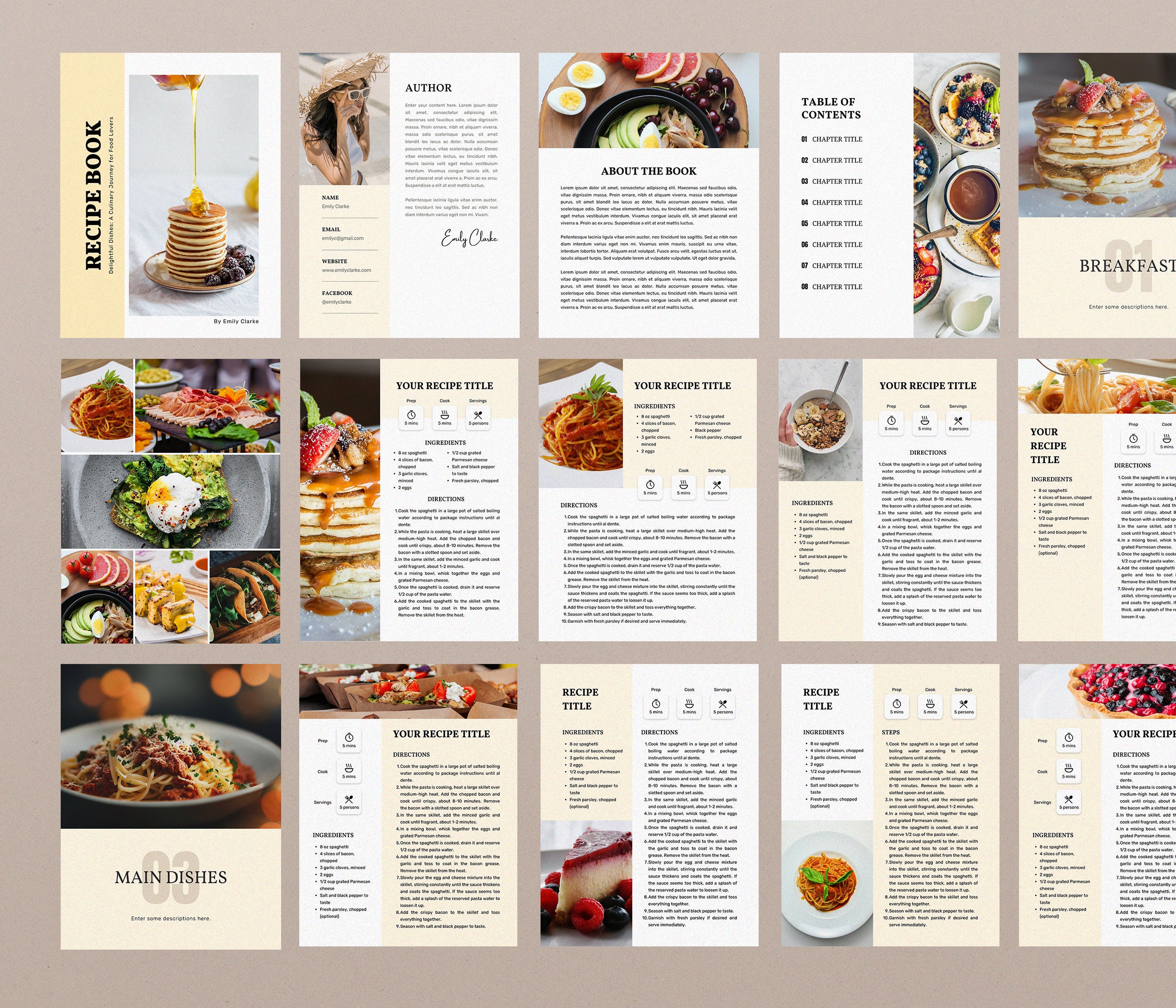 Recipe Book Template, Editable Canva Cookbook Template, Digital Recipe ...