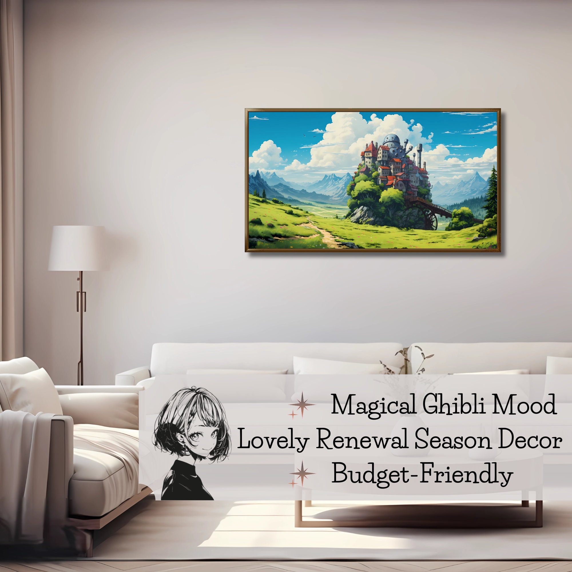 Samsung Frame TV Art, Howl's Moving Castle, Ghibli Studio Castle, Frame ...
