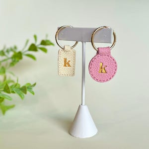Personalized Faux Leather Key Ring: Polymer Clay Initial Keychain - Etsy