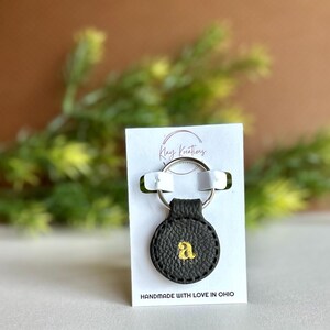 Personalized Faux Leather Key Ring: Polymer Clay Initial Keychain - Etsy