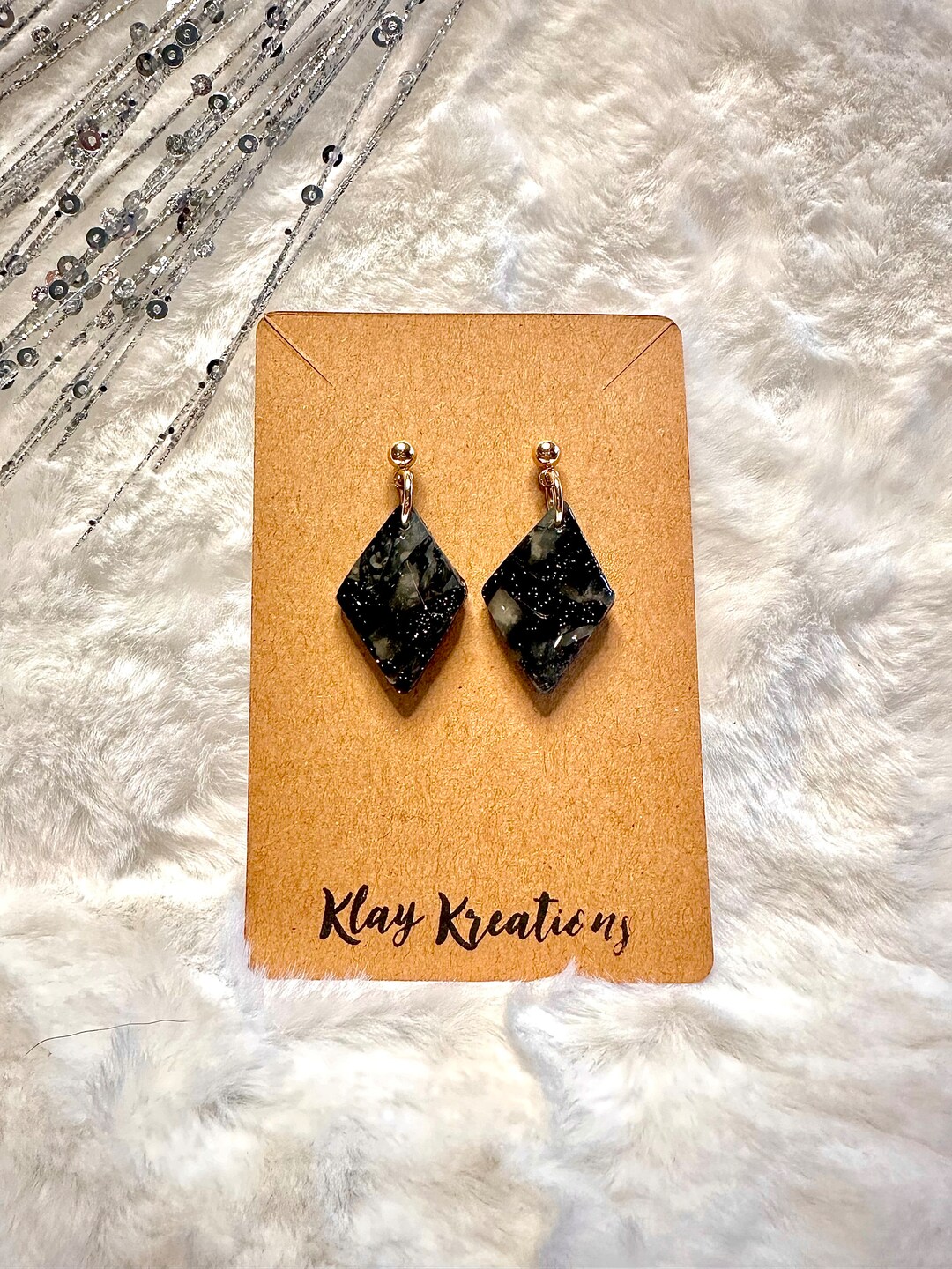 Starry Night Collection Earrings, Black Glitter Jewelry, Modern Classic ...