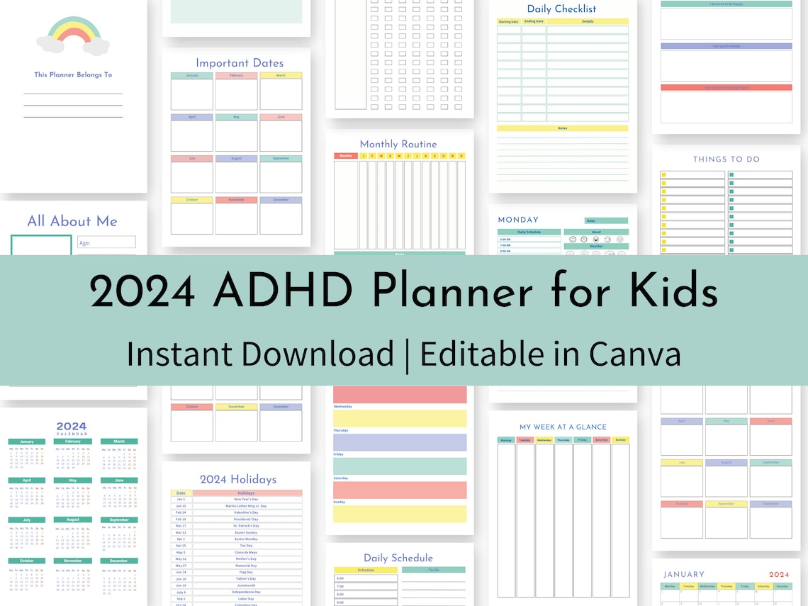 2024 ADHD Planner for Kids Daily Routines Child-friendly - Etsy