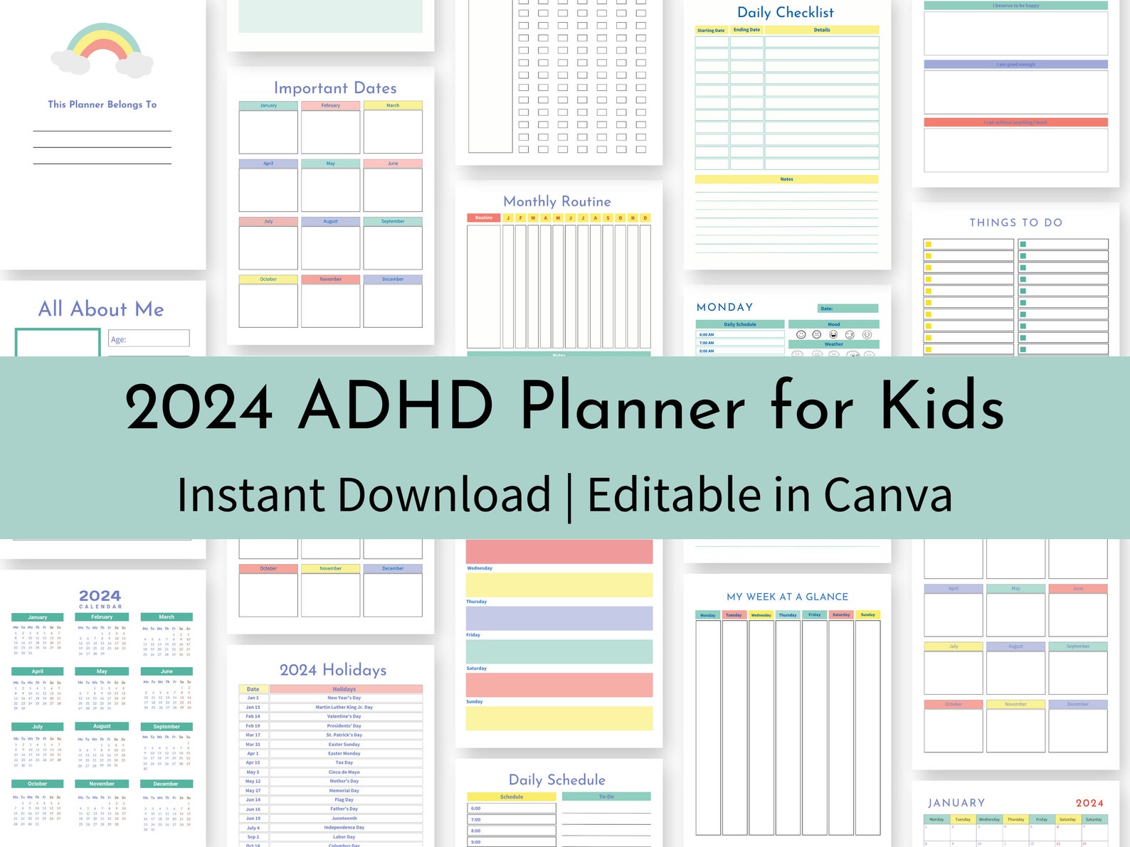 2024 ADHD Planner for Kids - Daily Routines Child-friendly Organization ...
