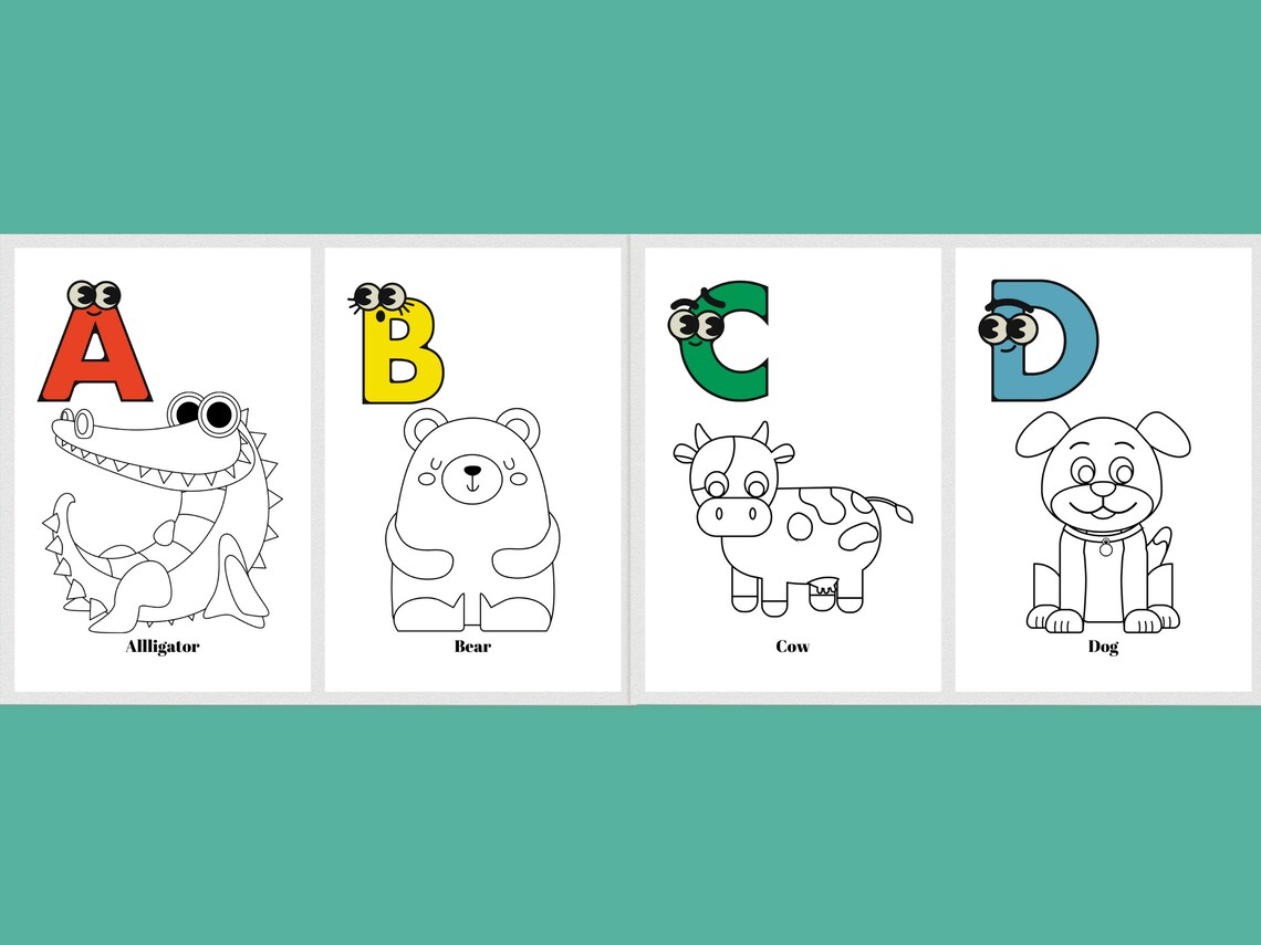 Printable Alphabet Coloring Pages for Kids / Digital Animal Alphabet ...